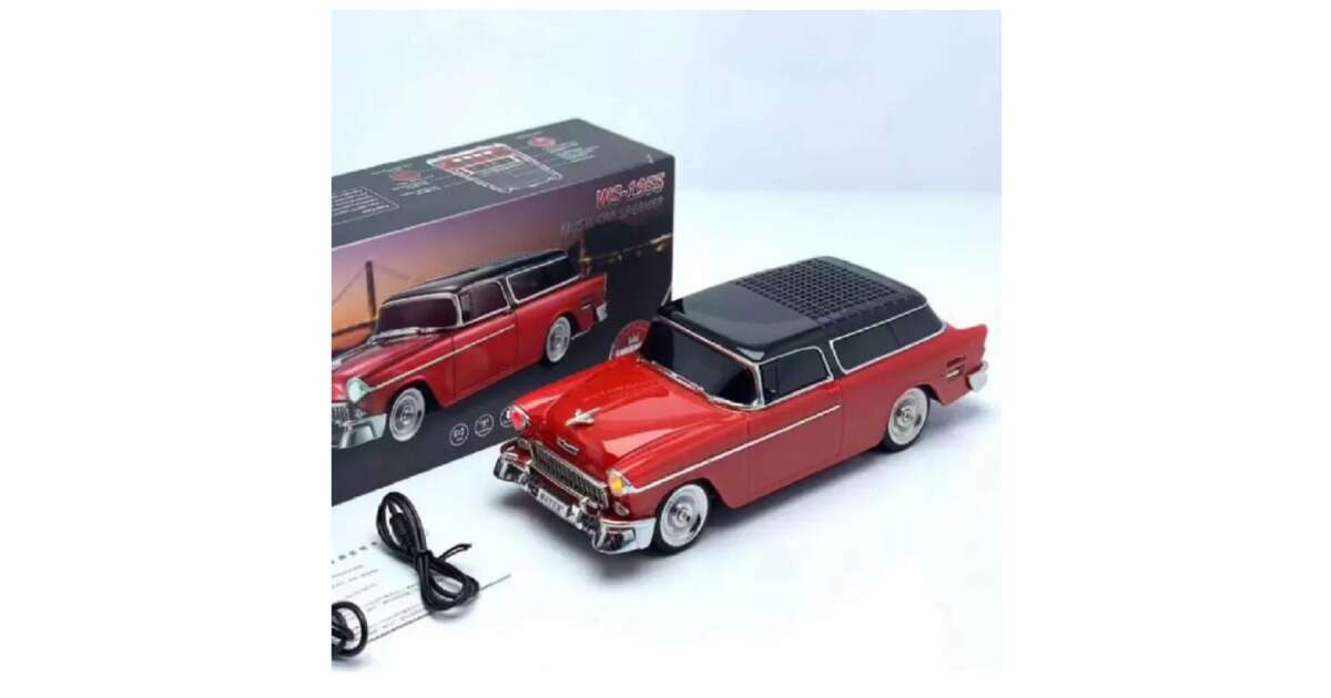 WSTER WS-1955 amerikai retro autó hangszóró FM rádióval, USB bemenettel, villogó fényhatásokkal ...