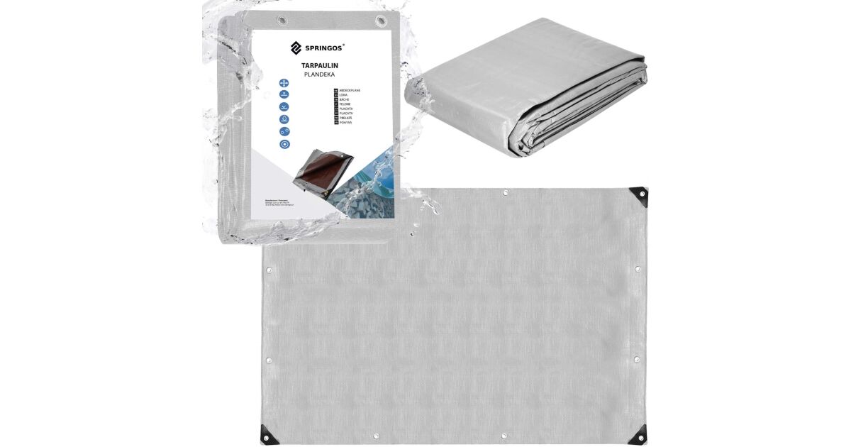 Springos vízálló Takaróponyva 6x8m 210g/m², UV védelemmel ellátott - Szürke | Pepita.hu