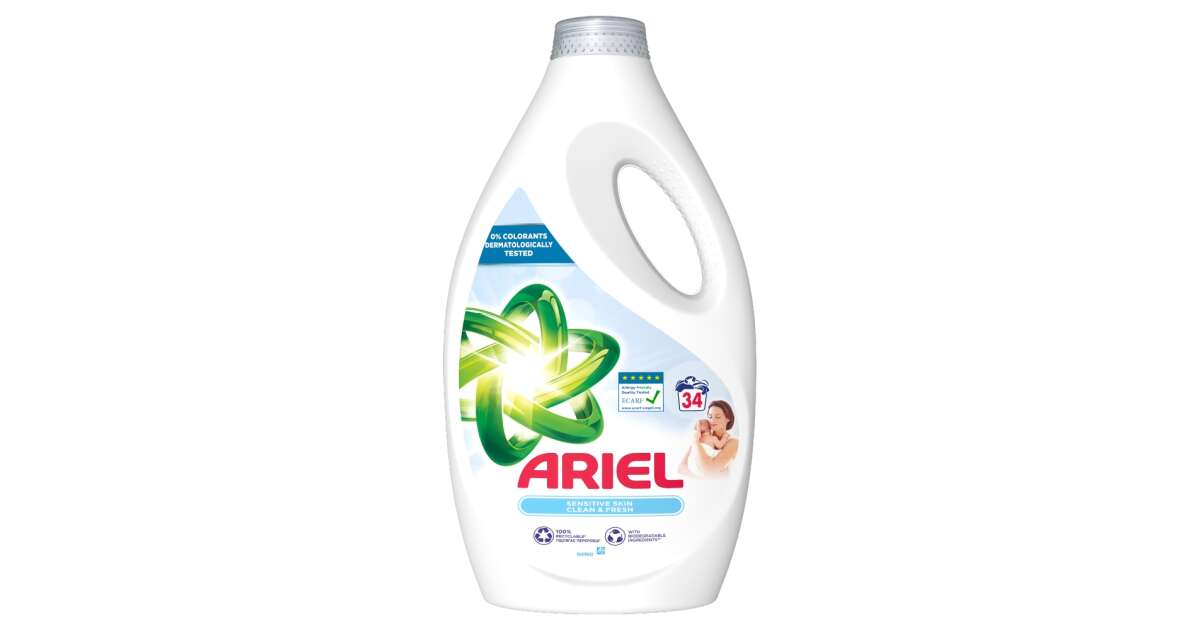 Ariel Sensitive & Baby Skin Clean & Fresh Liquid Laundry Detergent 1.7L ...