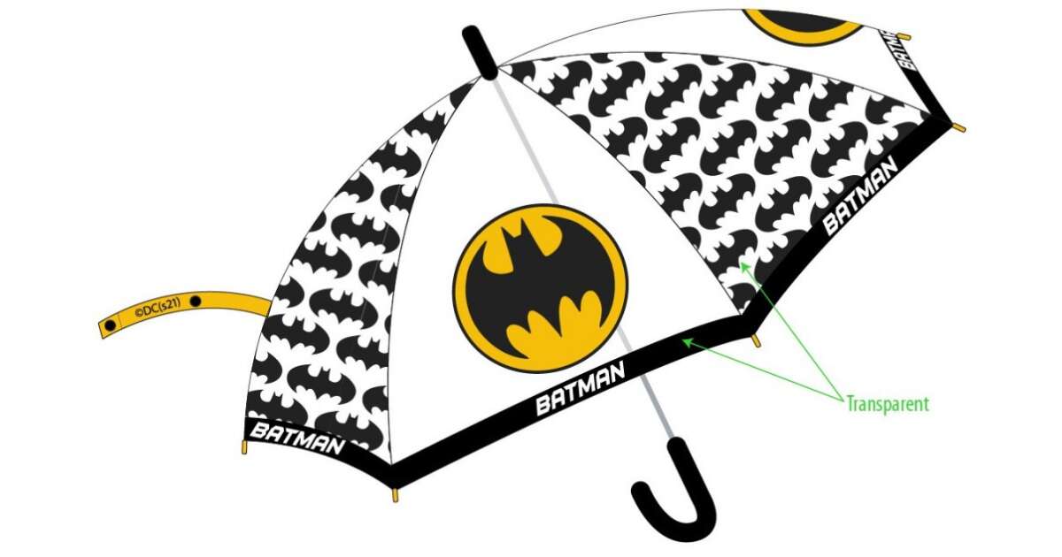 Batman gyerek átlátszó félautomata esernyő Ø78 cm | Pepita.hu