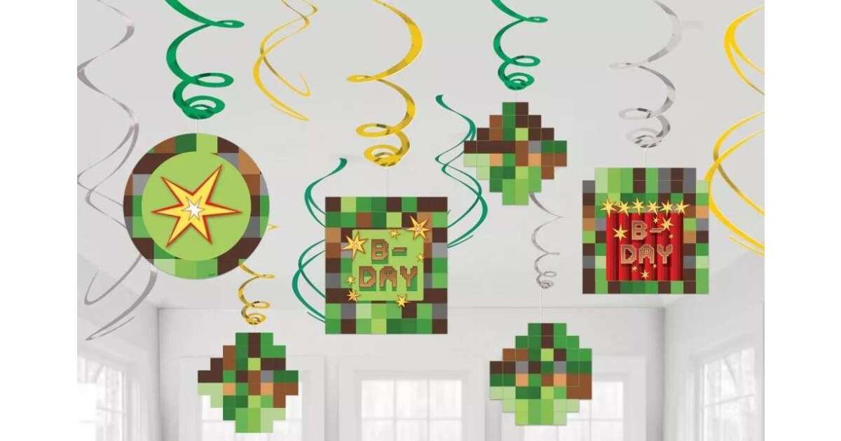 Minecraft MINECRAFT TNT Party Szalag, függő dekoráció 12 db-os szett ...