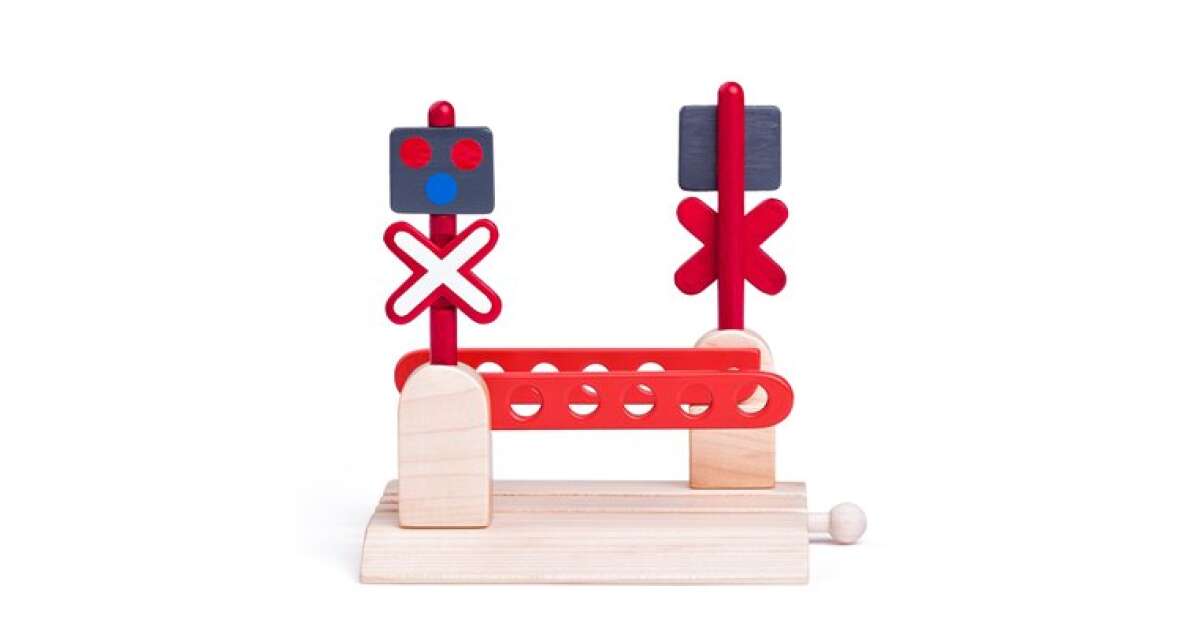 Sorompó jelzőlámpával - fa vonat kiegészítő - 92104 | Pepita.hu