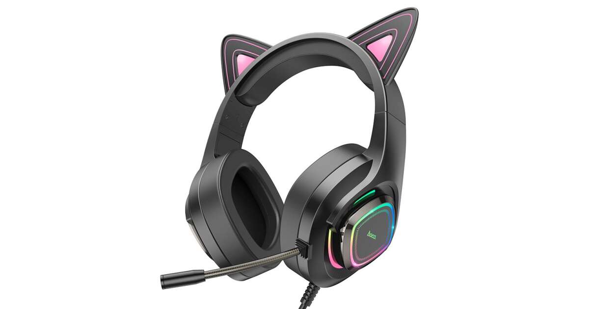 HOCO Gaming fejhallgató Aranyos macska világító W107 pink | Pepita.hu