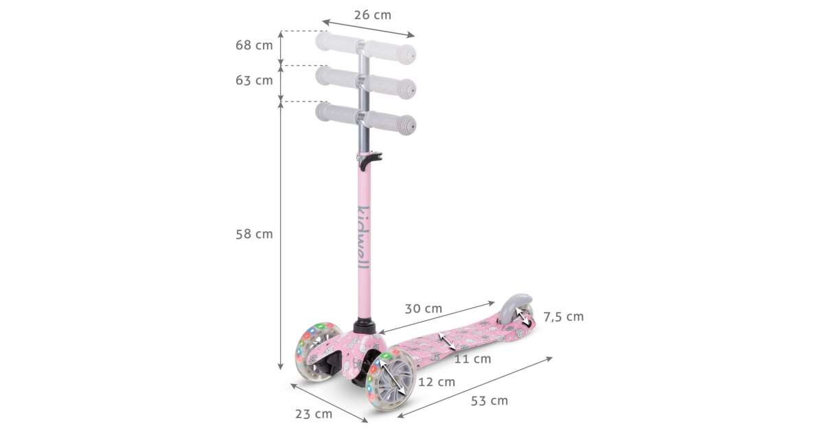 Kidwell Uno háromkerekű gyerek Roller LED kerekekkel - Cica #rózsaszín ...