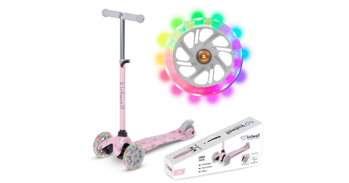 Kidwell Uno háromkerekű gyerek Roller LED kerekekkel - Cica #rózsaszín ...