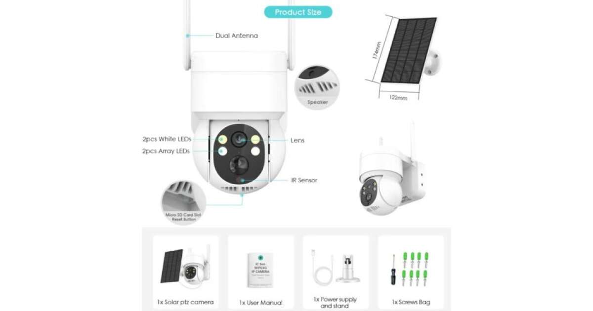 ICSee Solar Wifi Smart Camera 2MP Full HD ABQ-Q6 | Pepita.com