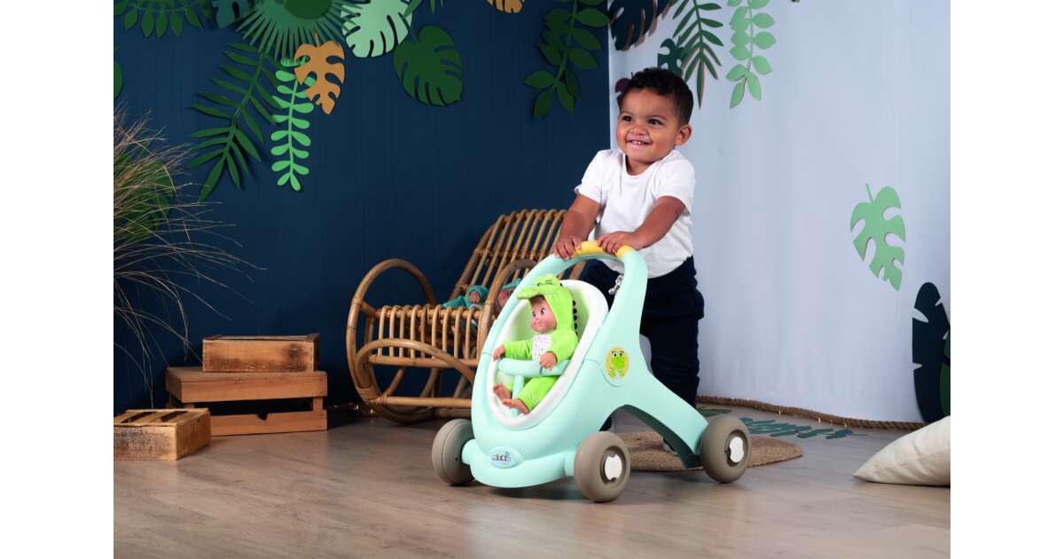 Smoby Minikiss 3 in 1 Croc Baby Walking aid and toy stroller #blue ...