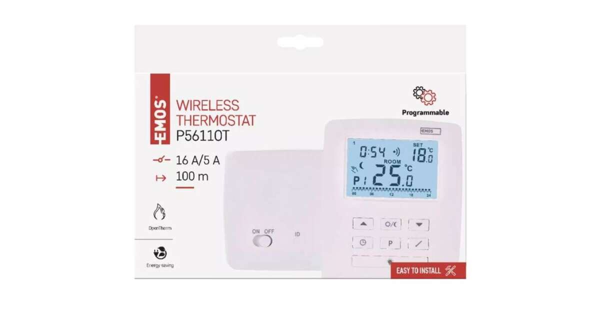 EMOS Szobatermosztát programozható OpenTherm P5611OT-1 vezeték nélküli ...