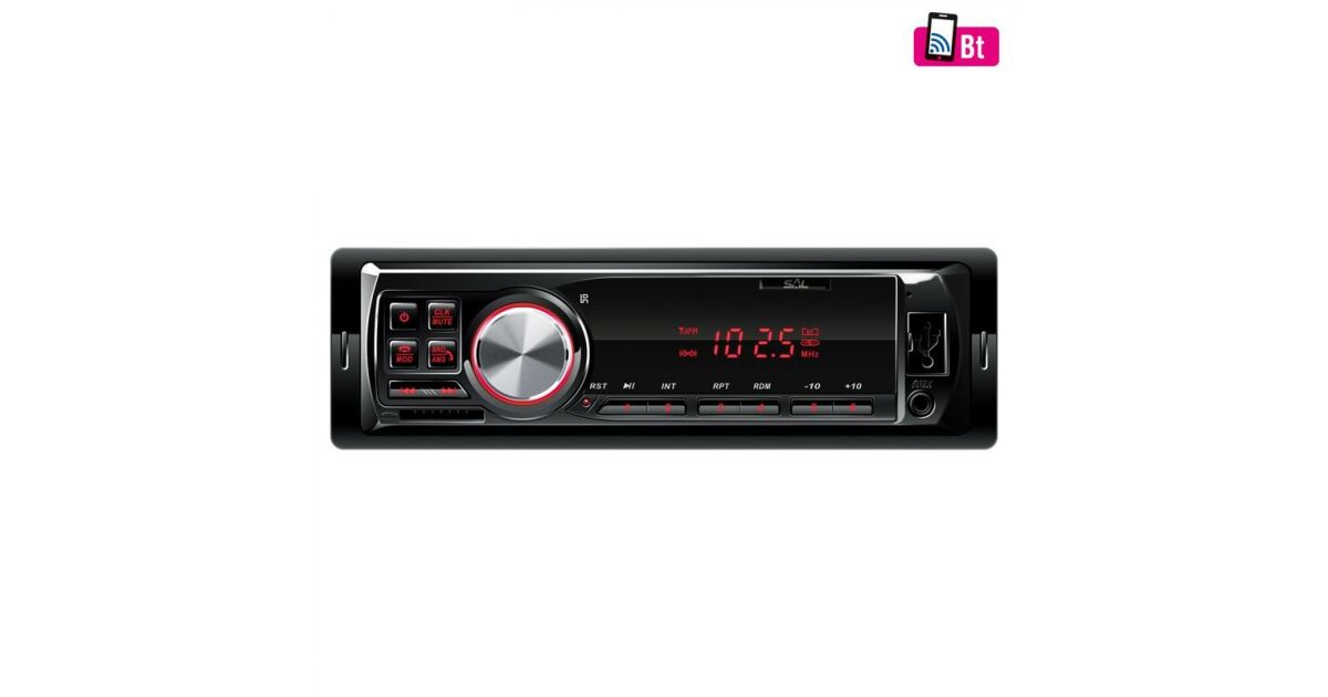 SAL VBT 1100/RD Autoradio, 4 x 45 W, 4 RCA, FM, BT, USB, SD, AUX, rote ...