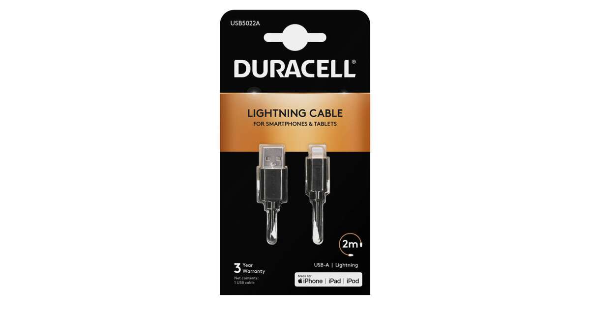 Cable USB to Lightning Duracell 2m (black) | Pepita.hu