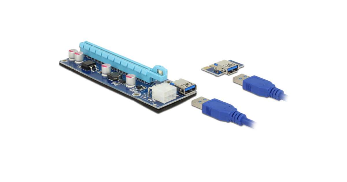 Karta rozszerzeń Delock PCI Express x1 > PCI Express x16, z kablem USB 60 cm | Pepita.com