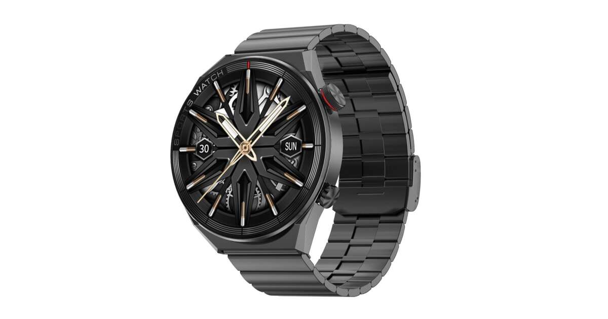 Smart Watch DT3 Mate fekete színű okosóra forgatható funkciógombbal ...