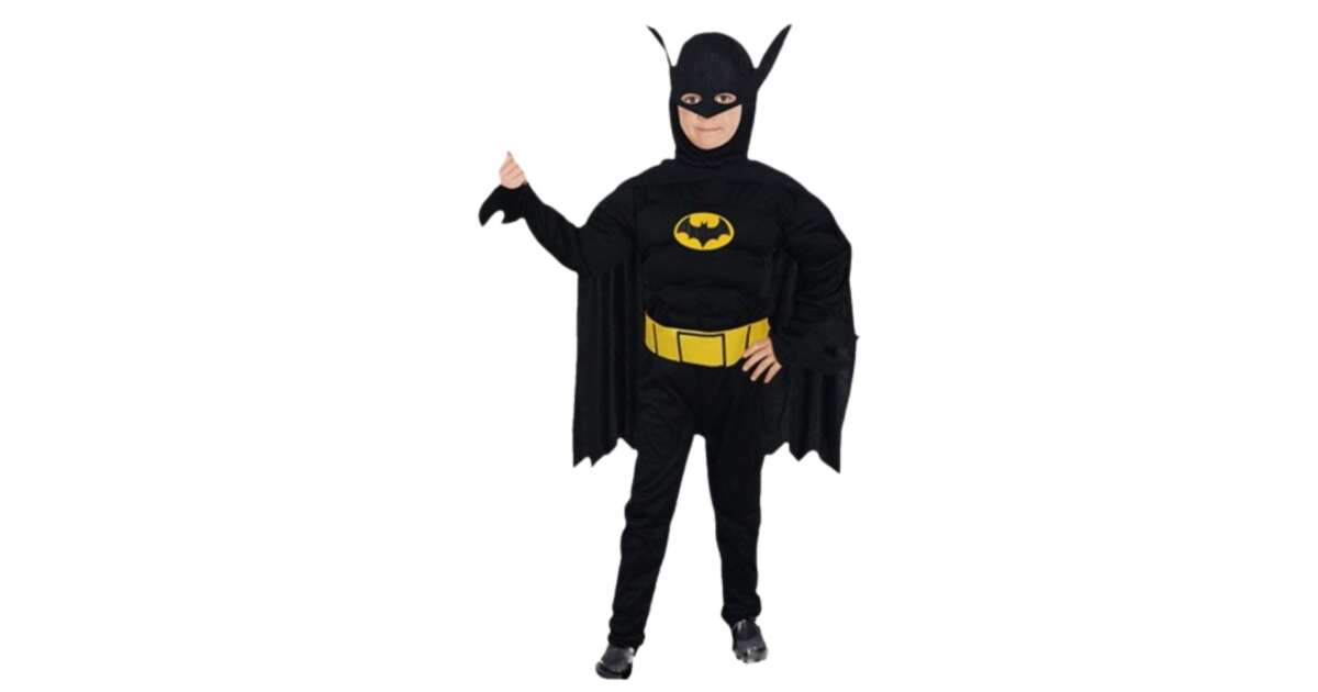 Classic Batman Costume with Muscles for Boys, Black 128 - 140 cm 7-9 ...