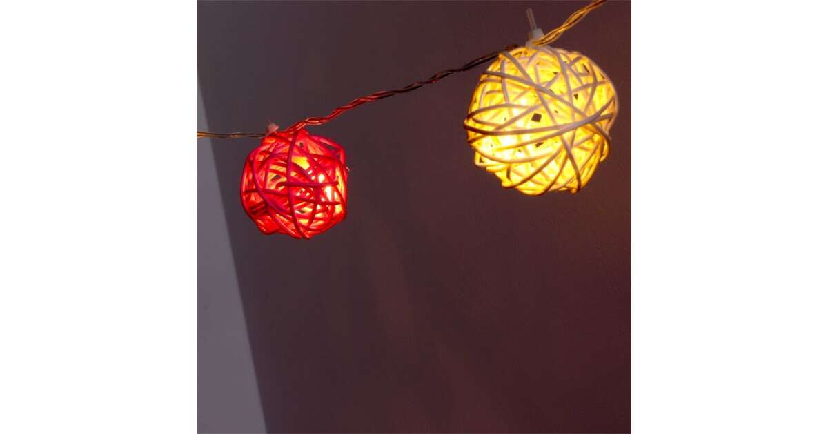 Iris Gömb alakú fonott/rattan/4m/fehér/20db LED-es/3xAA elemes ...