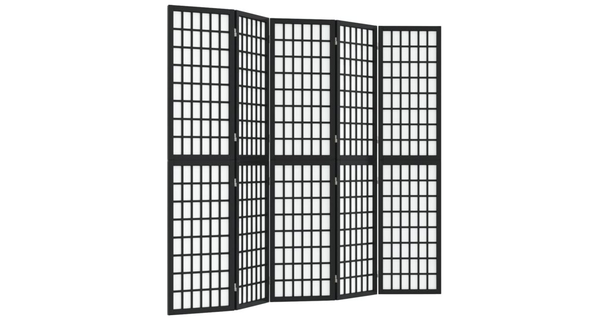 5 Paneles Fekete Japán Paraván - 200x170 cm | Pepita.hu