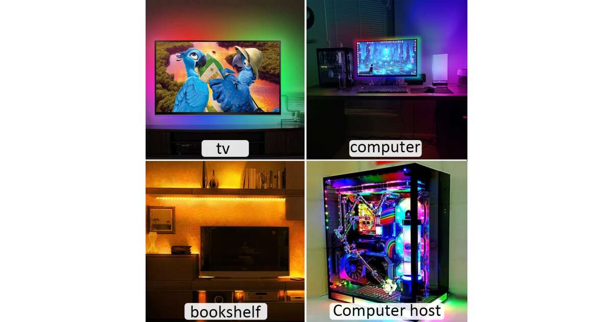 LED szalag RGB színes TV Világítás 5 m USB-s, készlet távirányítóval | Pepita.hu
