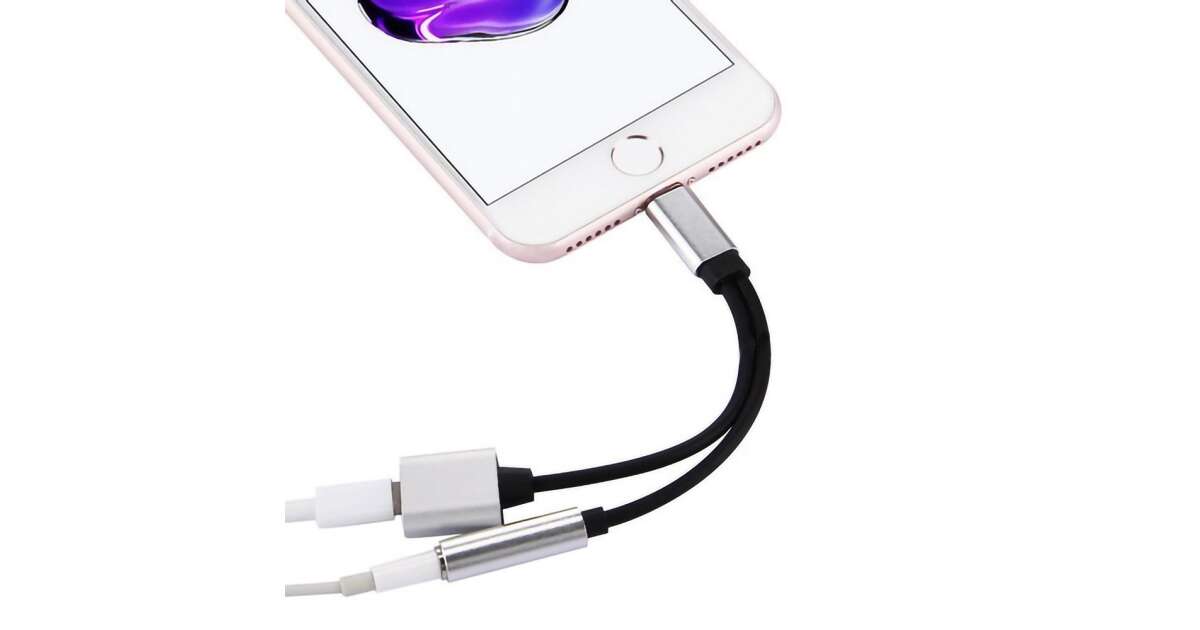 HF iPhone 7 /iPhone 7 Plus / iPhone 8 Plus elosztó adapter - 3,5 jack ...