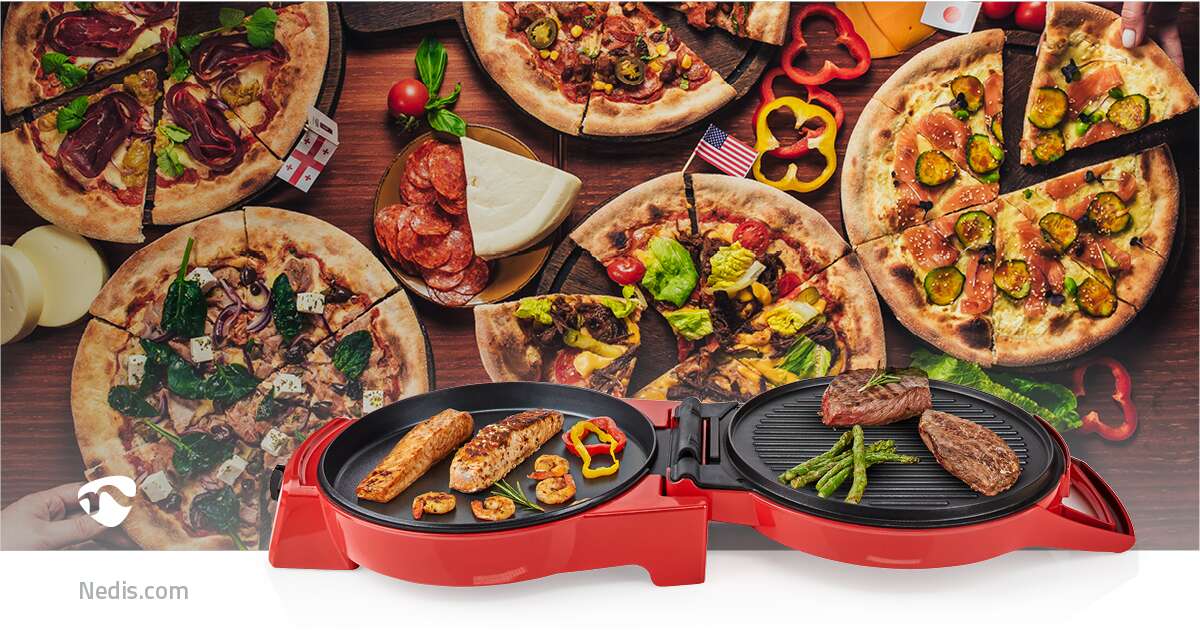 NEDIS pizzasütő és Grillsütő 1800w 30cm Pizzakészítő Állítható ...