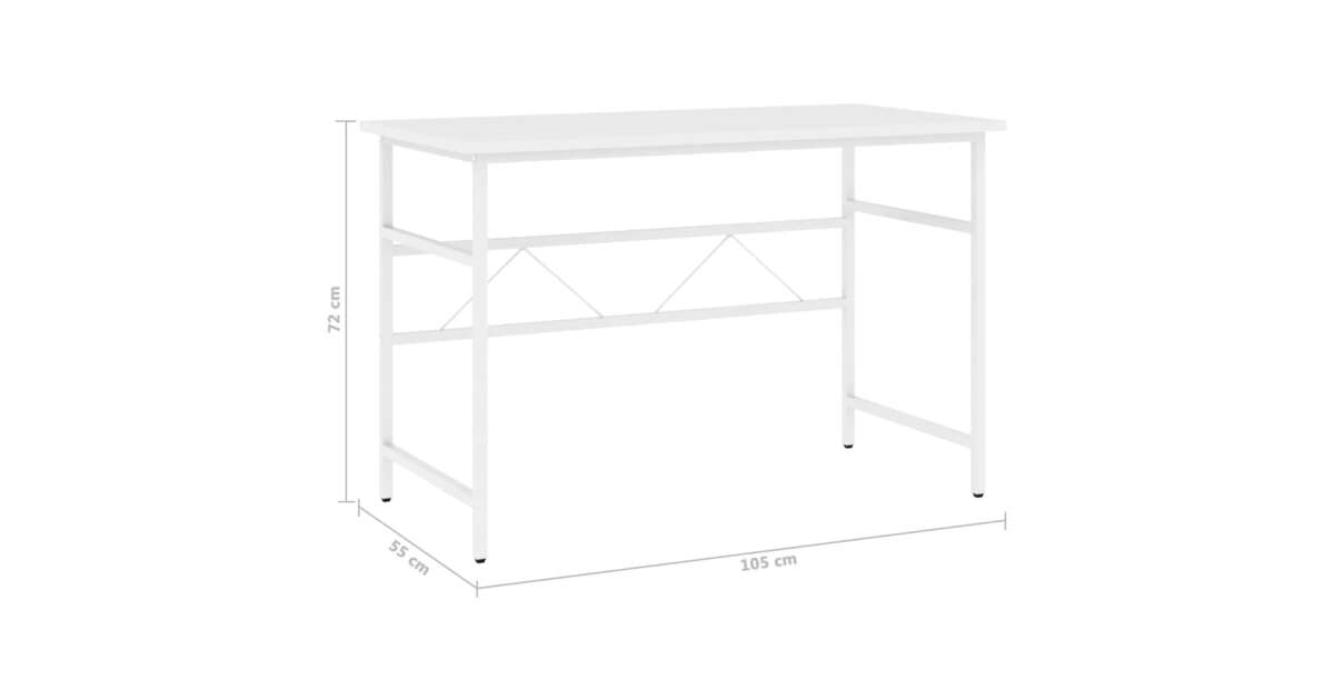 vidaXL fehér MDF és fém számítógépasztal 105 x 55 x 72 cm | Pepita.hu