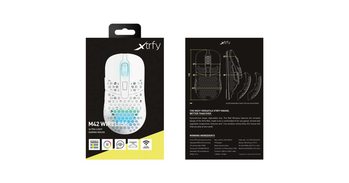 Xtrfy M42-RGB-WHITE Optikai Egér 16000DPI Fehér | Pepita.hu