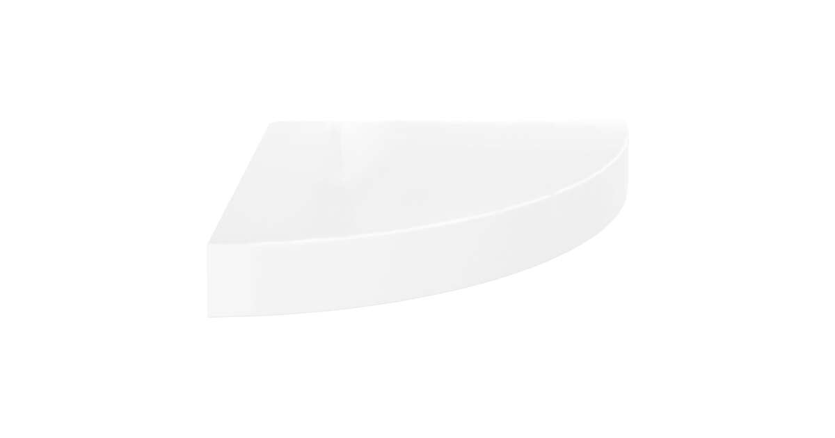 Magasfényű fehér mdf lebegő sarokpolc 25 x 25 x 3,8 cm | Pepita.hu