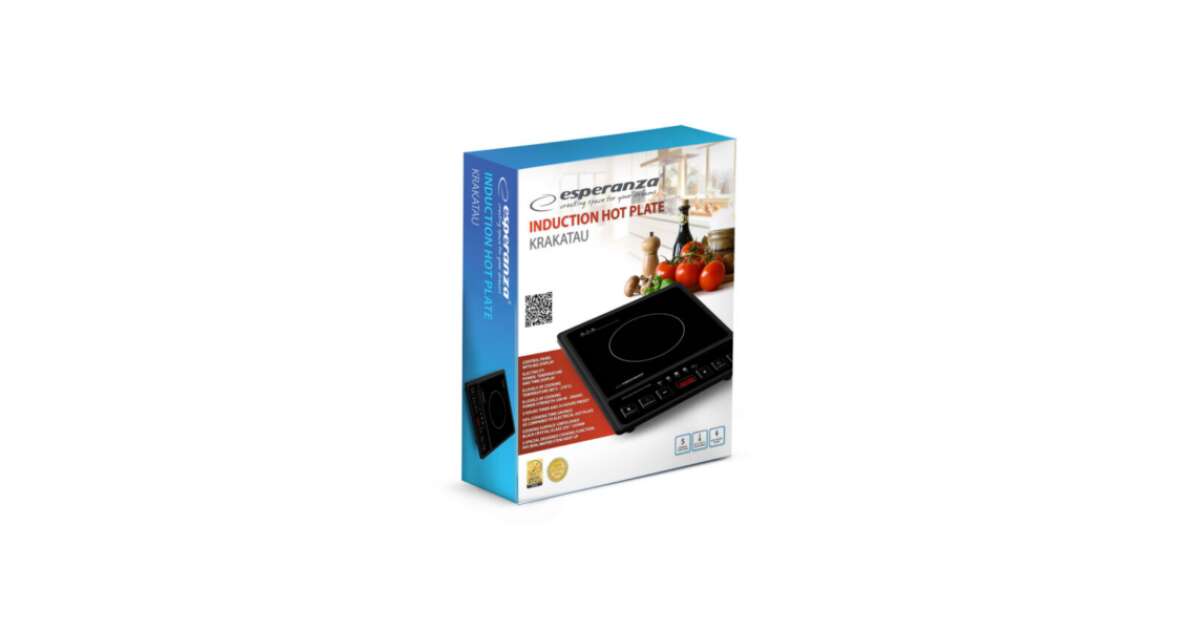 Esperanza Krakatau induction hob 2000W black Pepita