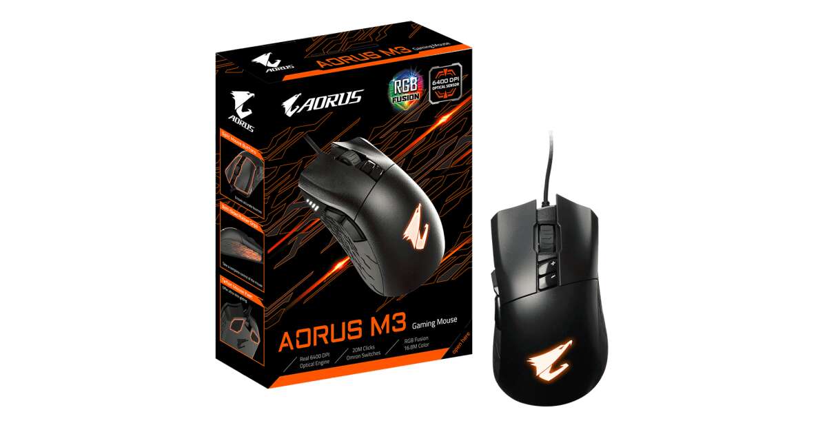Gigabyte Auros M3 USB Gaming Egér - Fekete (AORUS M3) | Pepita.hu
