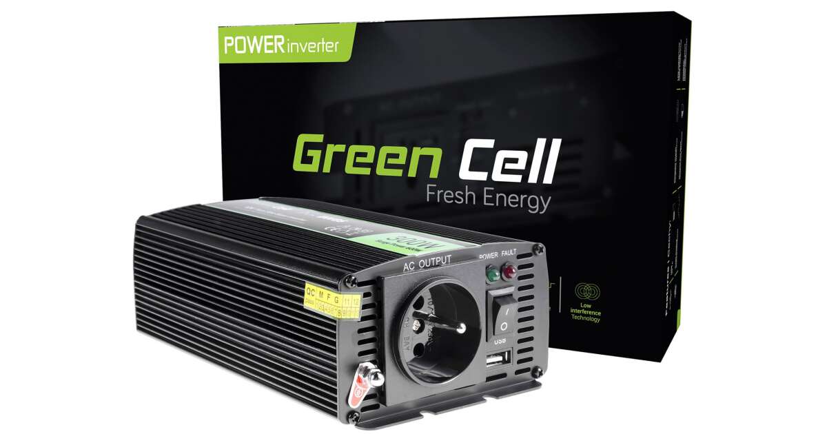 Green Cell INV05DE Autós inverter 12V / 300W (INV05DE) | Pepita.hu