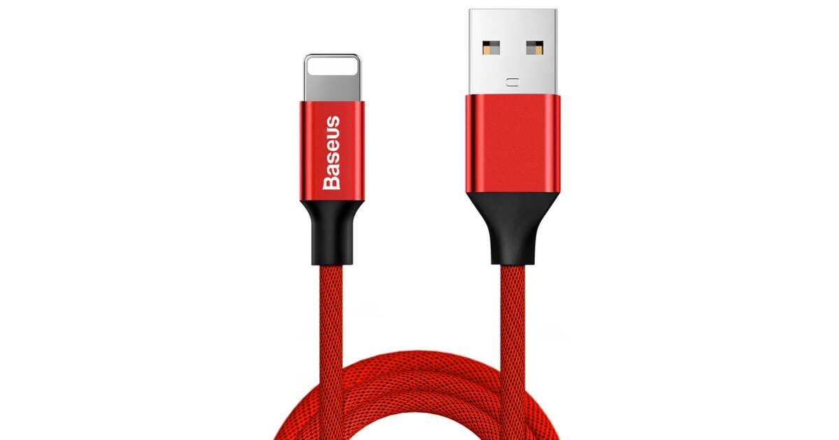 Baseus Yiven Lightning Apa Usb A Apa Adat és Töltőkábel 1 8m Piros