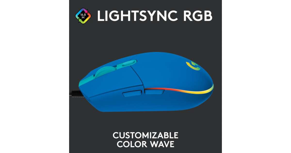 Logitech 910-005798 Egér - G203 Lightsync RGB Vezetékes Gaming, Kék ...