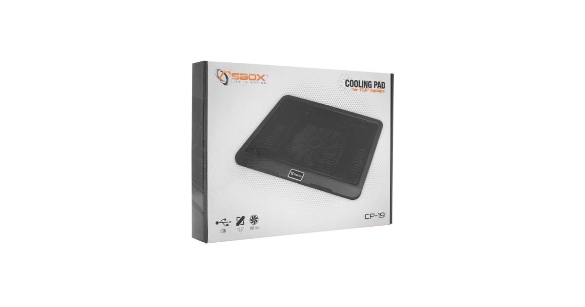 Laptop Hűtő SBOX CP-19, 15,6 hüvelykes, NBA00051, Fekete | Pepita.hu