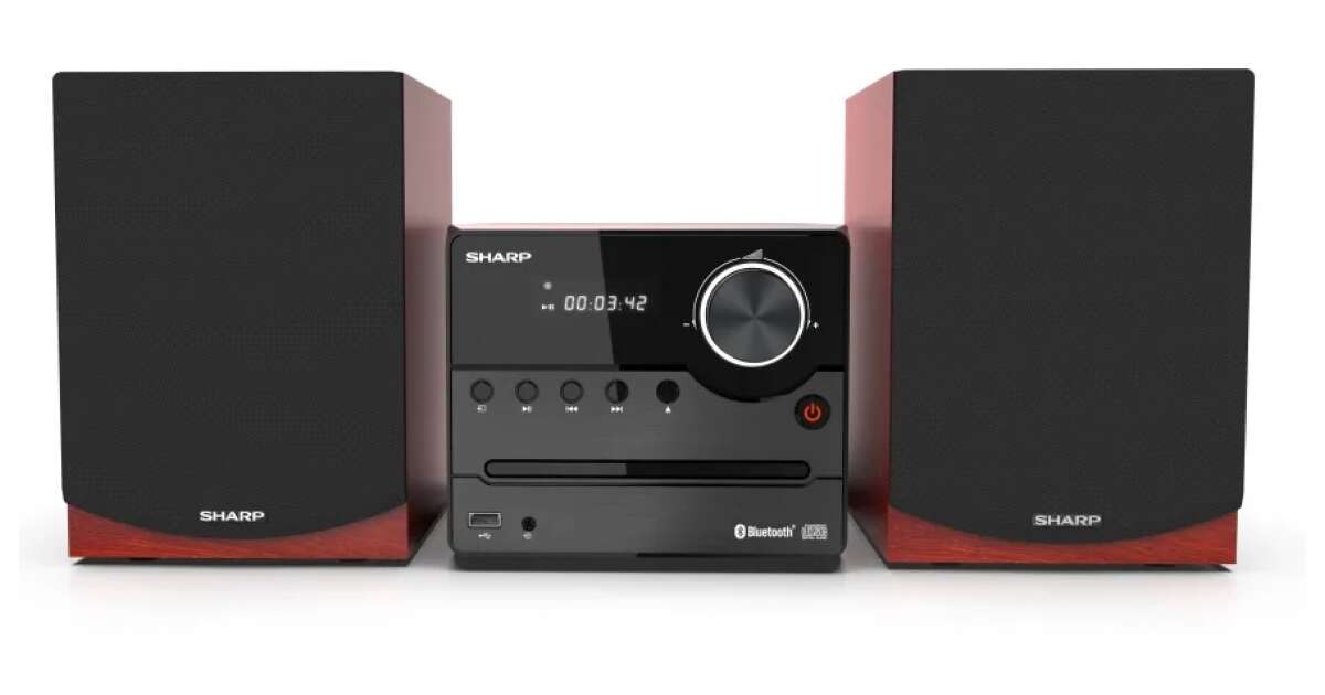 SHARP XL-B512BR Bluetooth mikrohifi rendszer barna fa hangszórókkal ...
