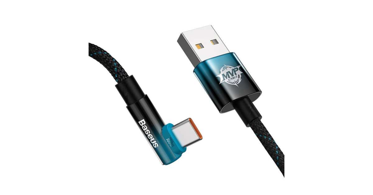 Baseus Elbow Usb A Apa Usb C Apa 2 0 Adat és Töltő Kábel Fekete Kék
