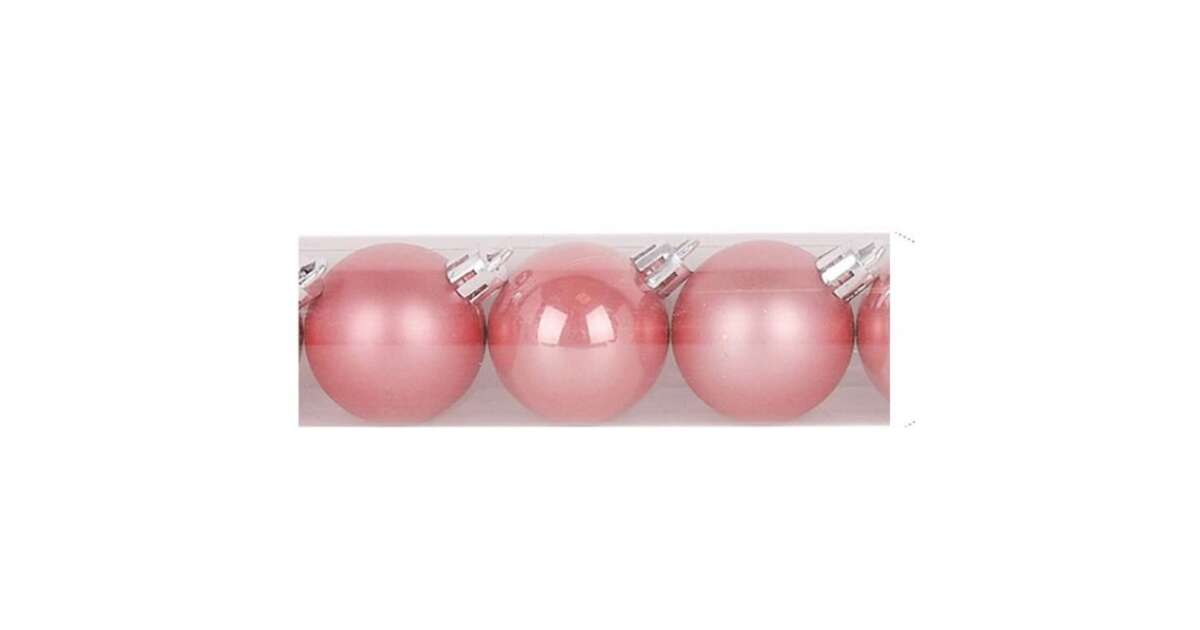 Karácsonyfa gömb dísz - rózsaszín - 12 darabos - 5 cm | Pepita.hu