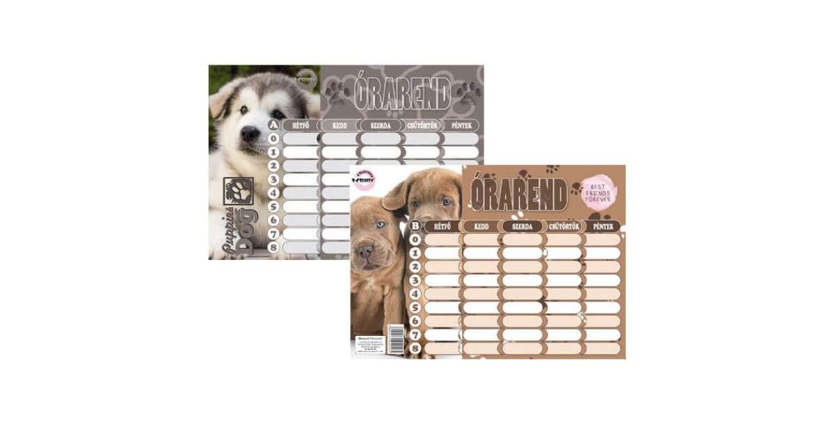Kutyás nagy órarend - T-Creatív | Pepita.hu
