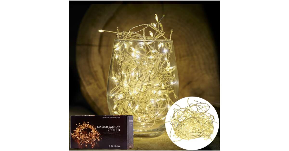 LED lights wire chain garland garland icicles 6m 200LED warm white ...