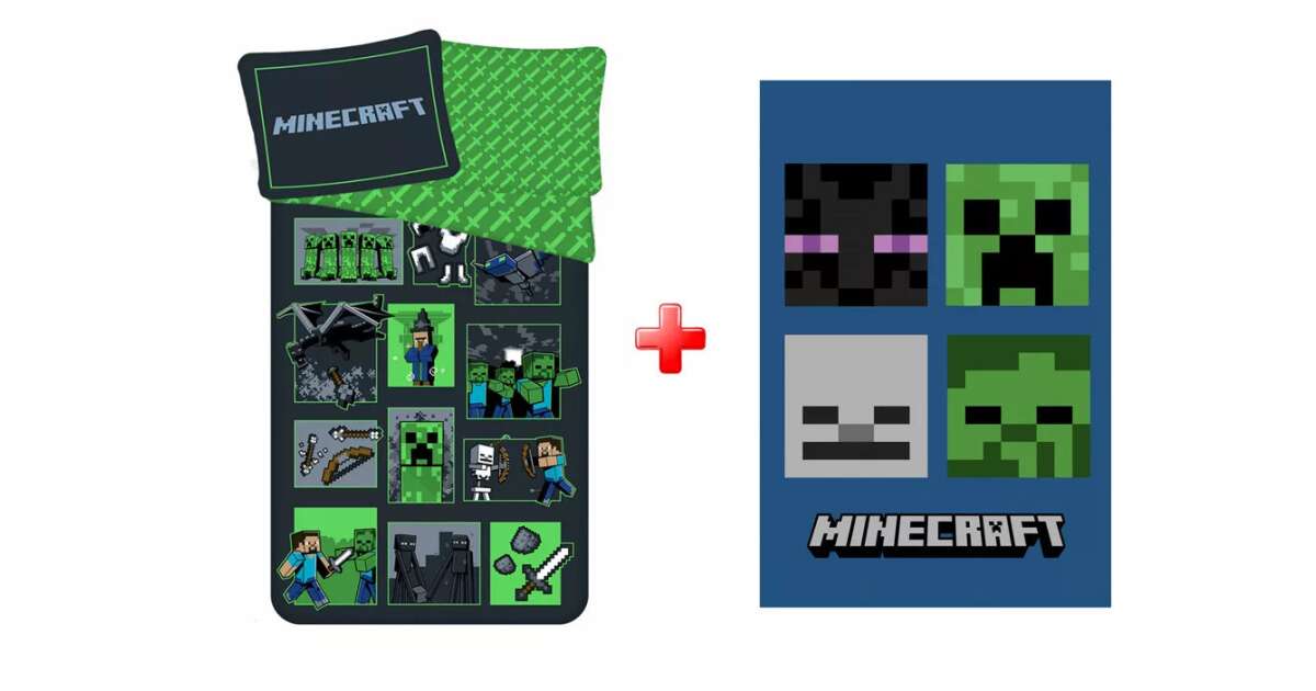 Minecraft ágyneműhuzat mobok és polár takaró szett | Pepita.hu