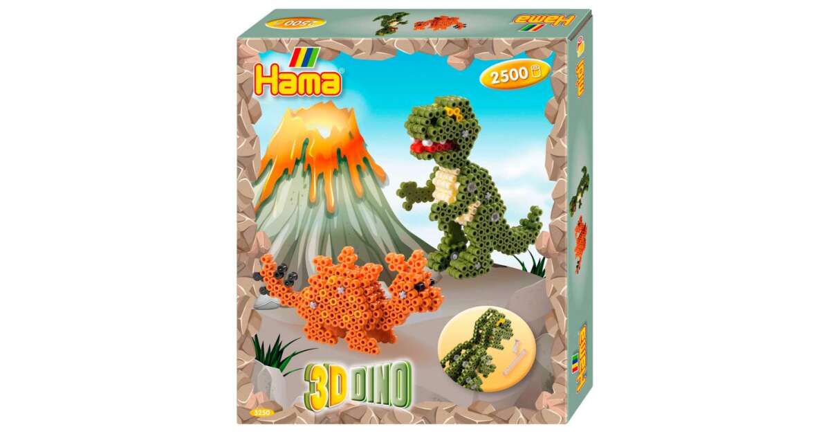 Hama gyöngy szett - 3D Dino, 2500 darab | Pepita.hu