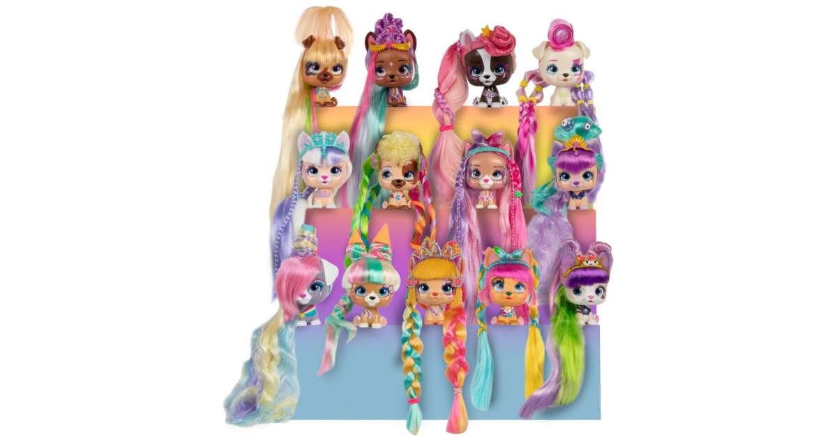 VIP Pets Colour Boost - Meglepetés kutya figura hosszú, festhető hajjal ...