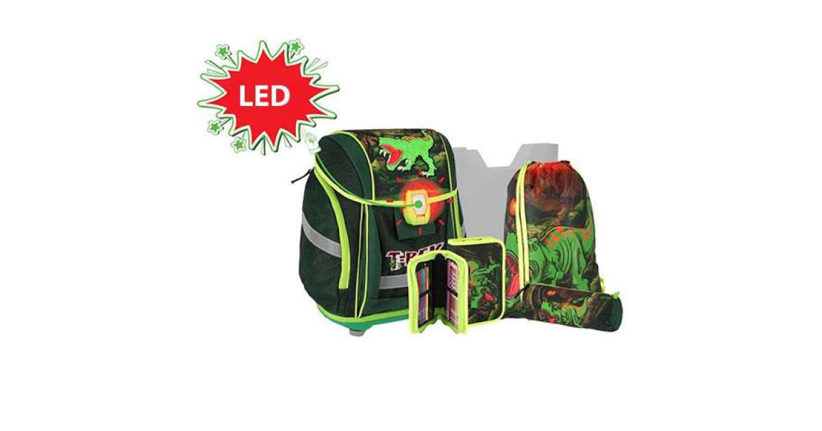 Spirit: T-Rex, 3D gemusterter LED-Schulranzen, Rucksack 5er-Set ...