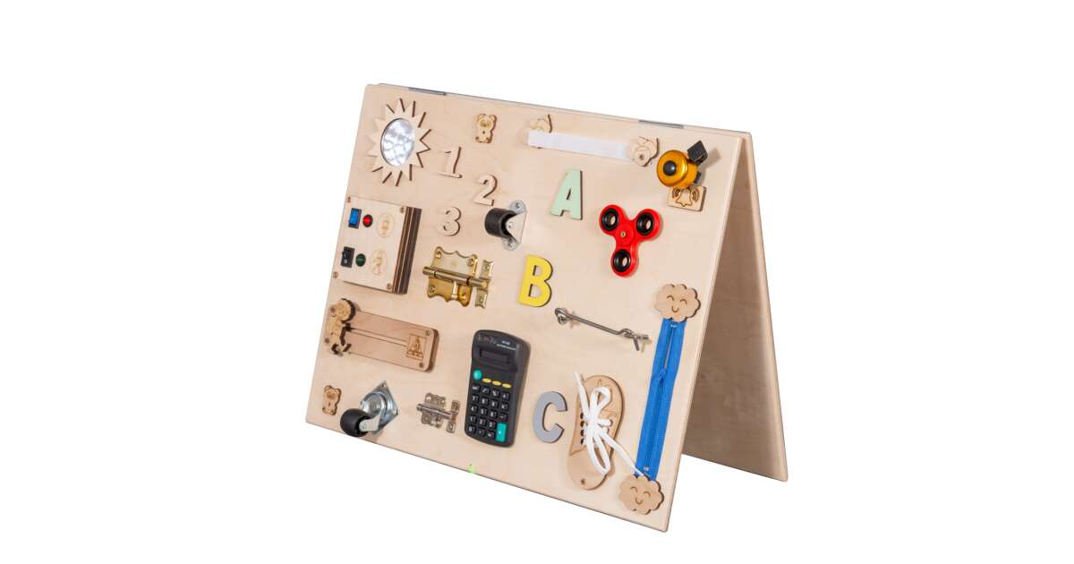 Wooden sensory manipulation board double-sided natural | Pepita.com