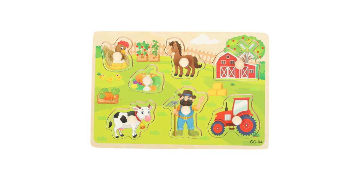 Wooden jigsaw puzzle farm tractor cow | Pepita.com
