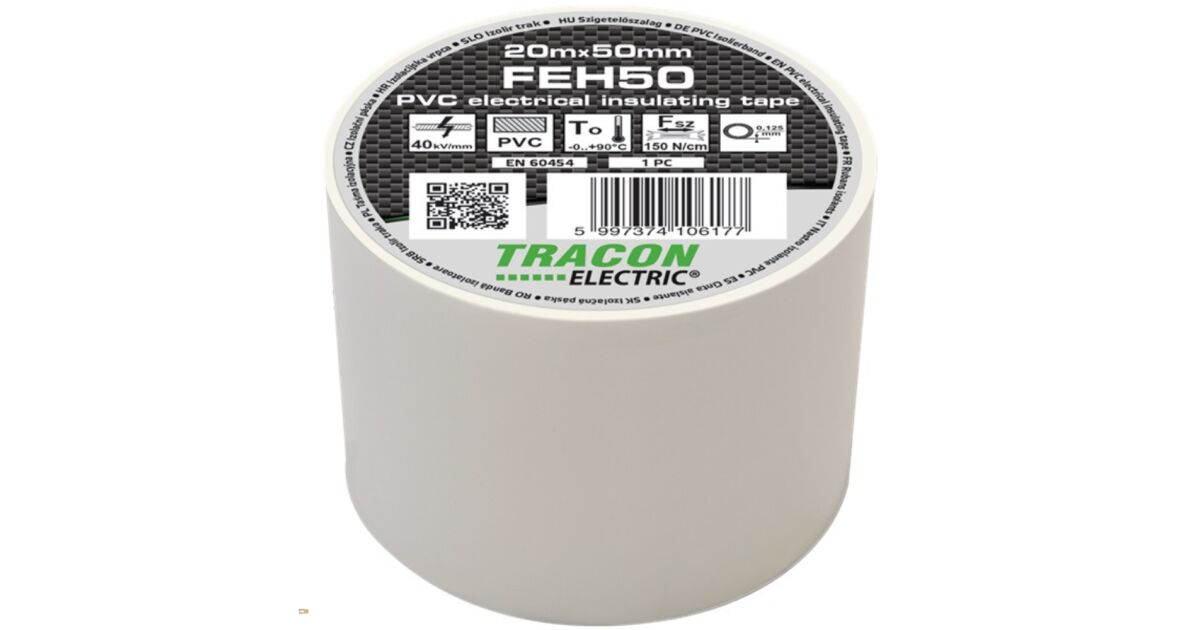 Tracon FEH50 50 mm x 20 m weißes Isolierband | Pepita.com