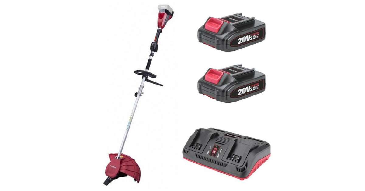 Fűnyíró, trimmer, elektromos, 2 akkumulátorral 2 Ah, 2x20V Li-ion töltő, kefe nélküli motor ...