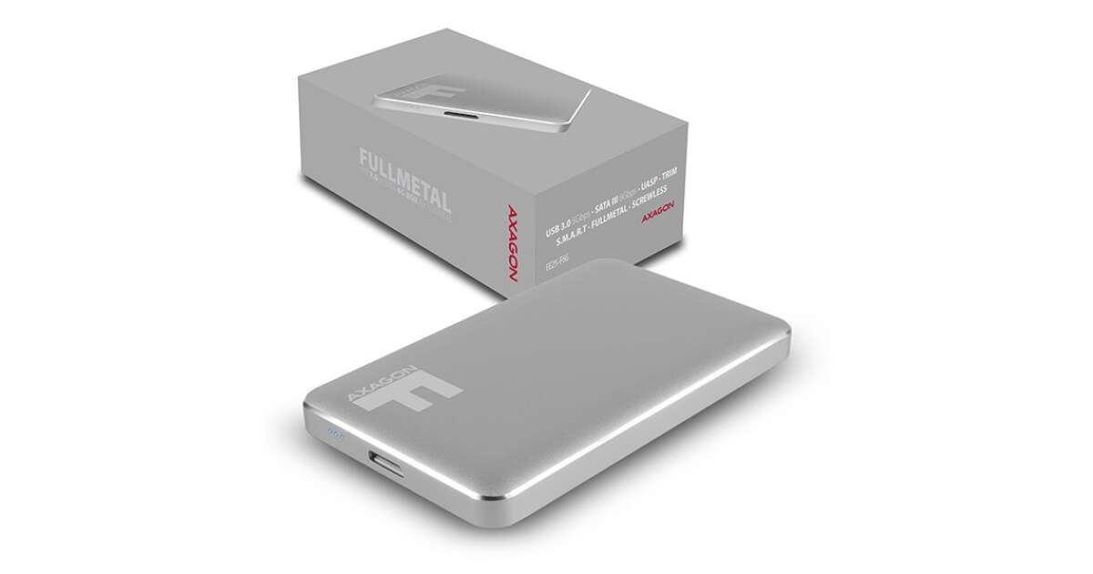 Axagon EE25-F6G USB 3.0 szürke csavar nélküli külső alumínium 2,5 HDD ...