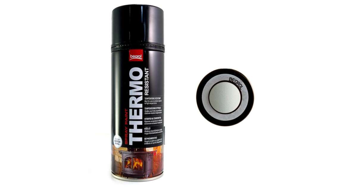 Beorol Alluminio hőálló akril spray festék, 600 fok, 400ml, ezüst ...