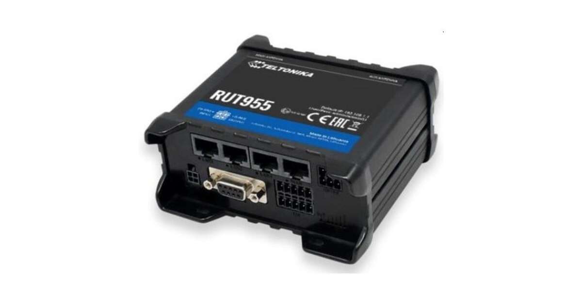 Teltonika RUT955 3x10/100Mbps LAN 2xminiSIM 4G/LTE CAT4 Vezeték nélküli ...