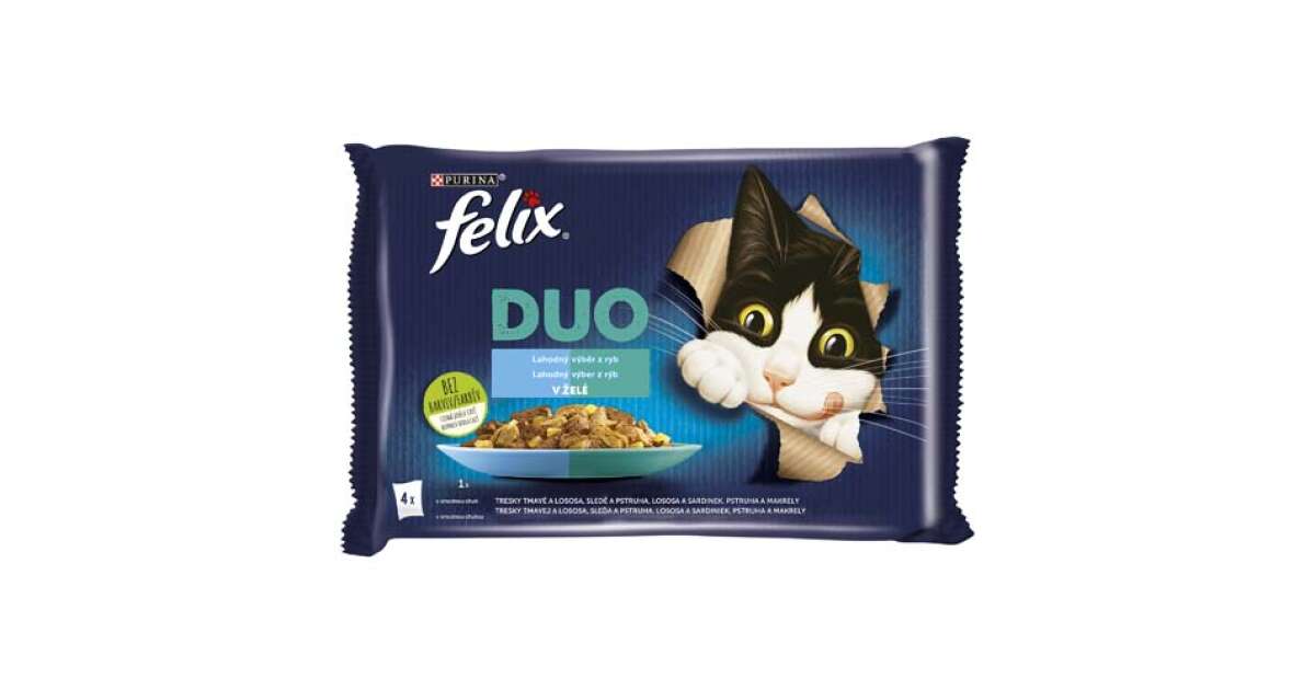 Mâncare umedă pentru pisici FELIX FANTASTIC DUO cu pește 4X85G | Pepita.com