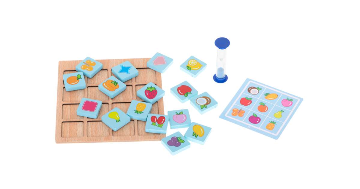Wooden puzzle board game memory fruits and shapes | Pepita.com