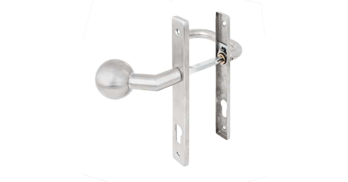 INOX Kilincsgarnitúra - 45° Eltolt Fix Gomb - 85mm - 28mm Pajzs | Pepita.hu